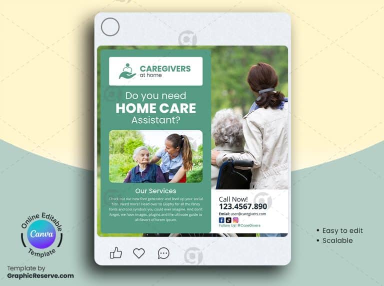 Professional Home Care Flyer Design Canva Template
