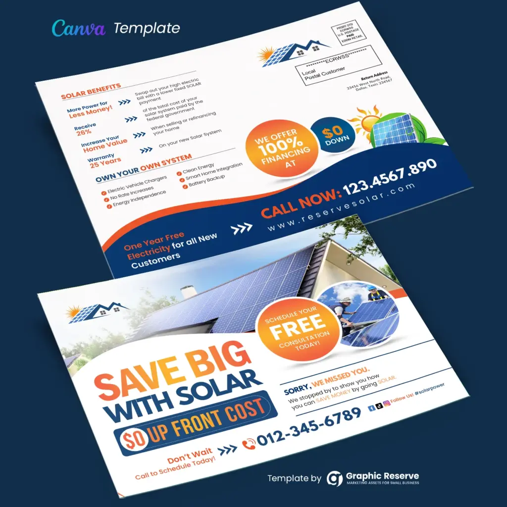 Solar Direct Mail EDDM Canva Template | Save Big
