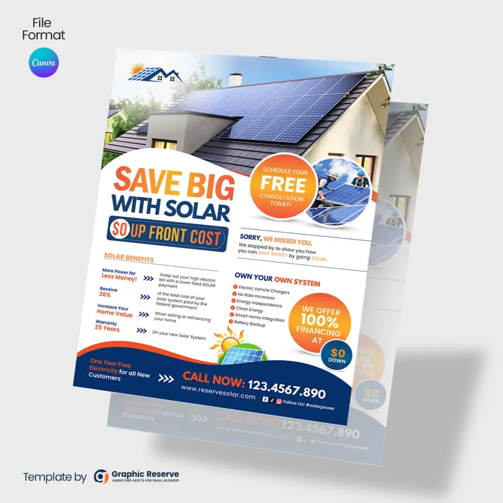 Solar Flyer Design | Solar Flyer Canva Template