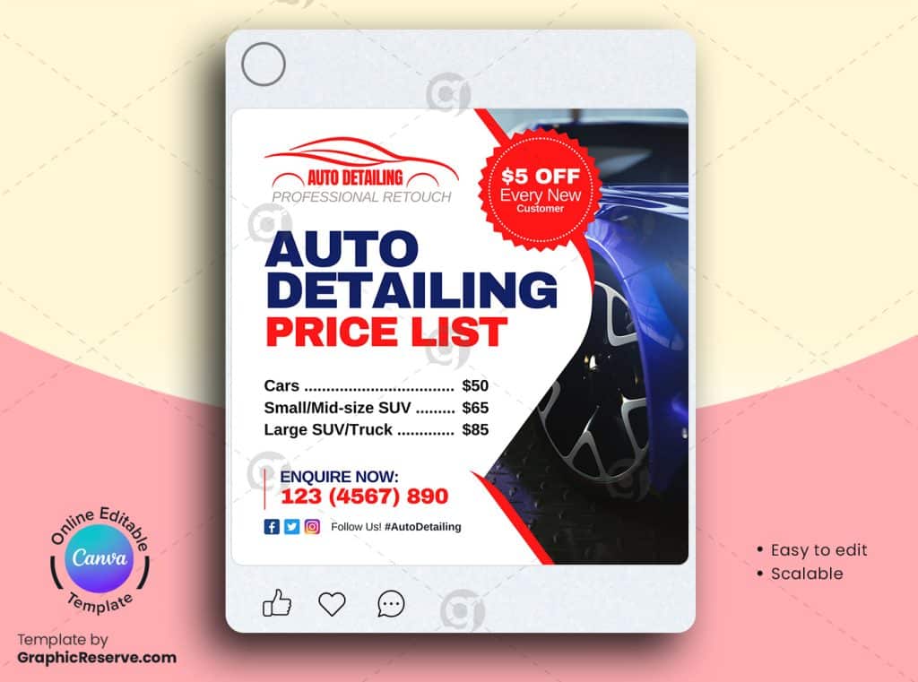 Auto Detailing Service Social Media Banner Bundle Canva Template
