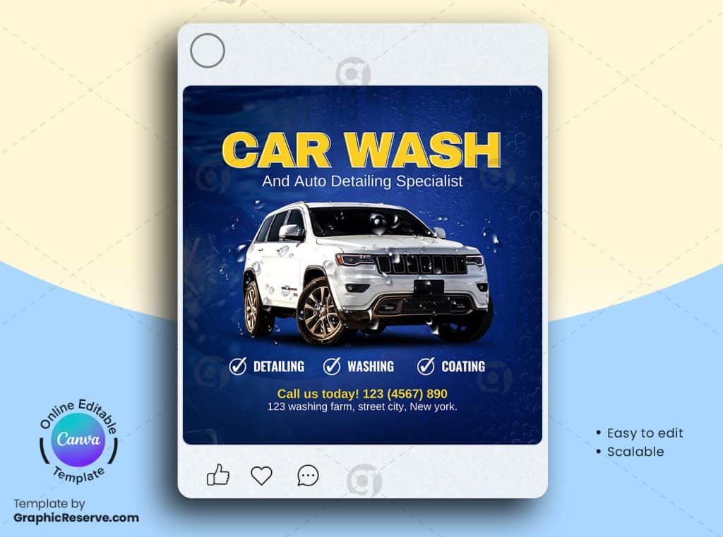 Car Washing Service Social Media Banner Bundle Canva Template