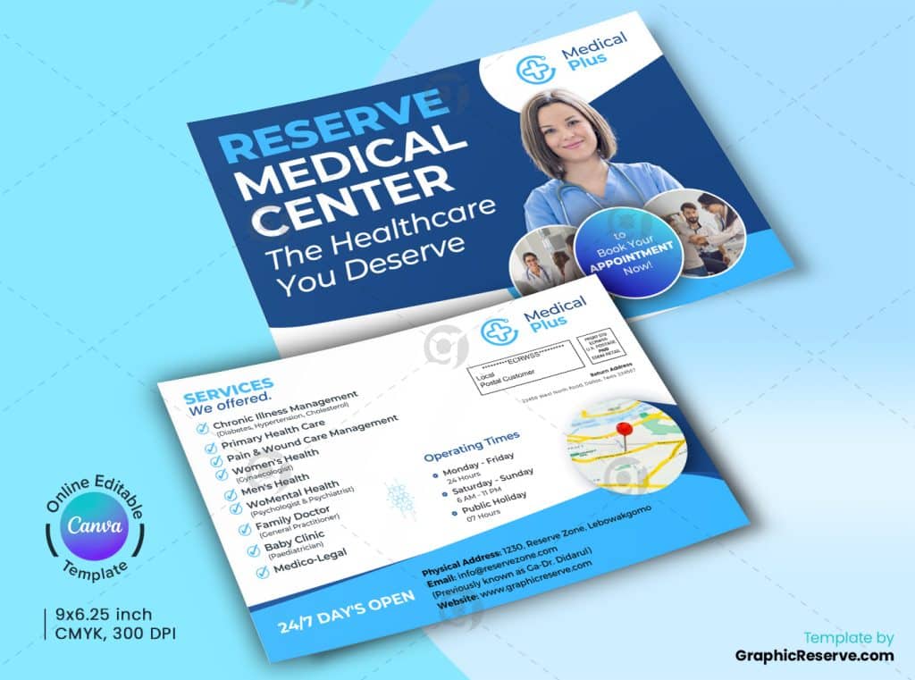 Customizable Medical Healthcare EDDM Mailer Canva Template
