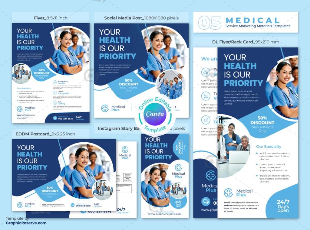 Medical Service Social Media Banner Canva Template