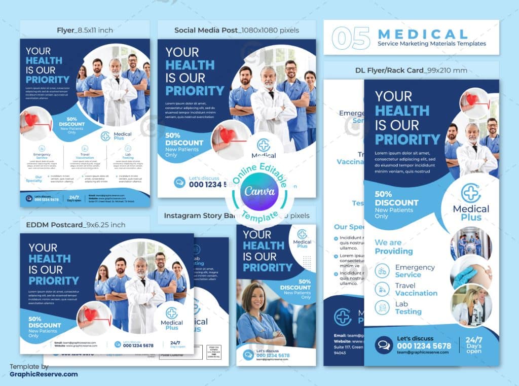 Comprehensive Medical Service Marketing Material Bundle