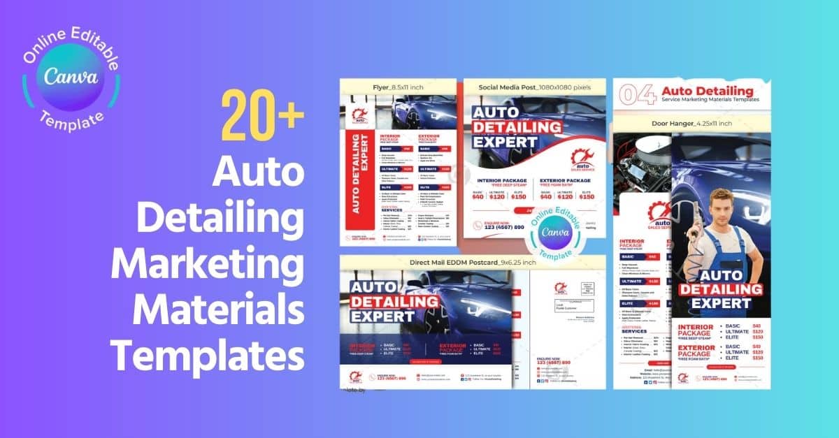 70+ Car Automobile Detailing Marketing Materials (CANVA)