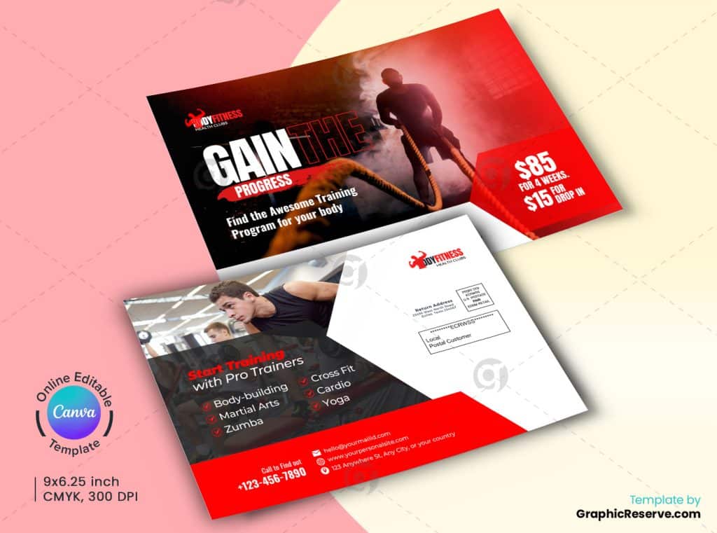 Fitness Progress Marketing Material Bundle Canva Template