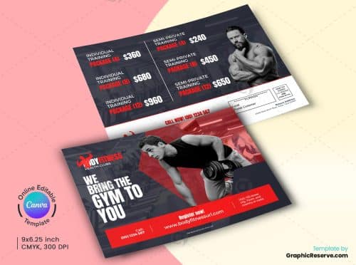 Fitness Gym Center Marketing Material Bundle Canva Template