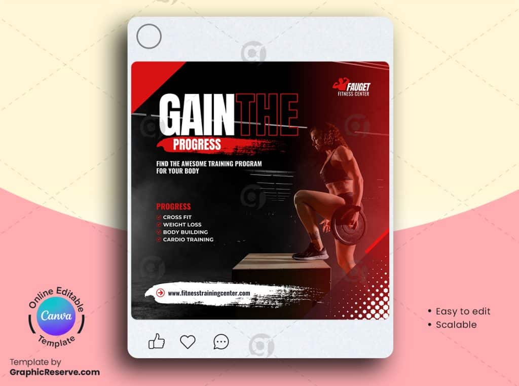 Fitness Progress Marketing Material Bundle Canva Template