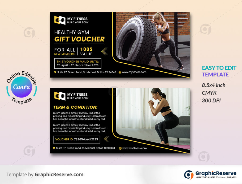 Premium Fitness Gift Voucher Design Template