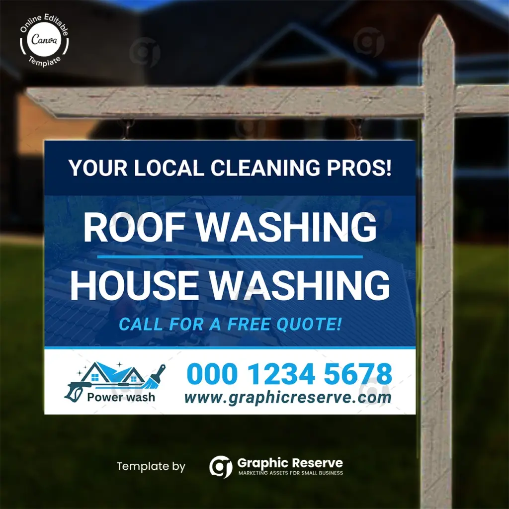 Pressure Washing Yard Sign Design Template | Canva Editable
