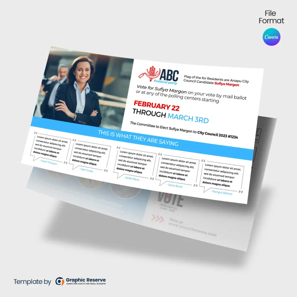 Election EDDM Postcard Mailer | Political Canva Template