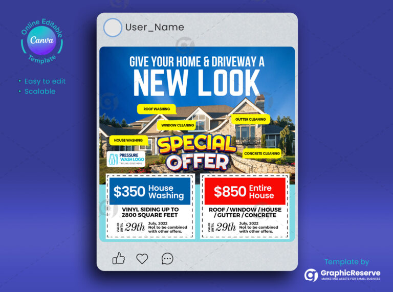 Home Exterior Cleaning Marketing Materials Canva Templates Bundle