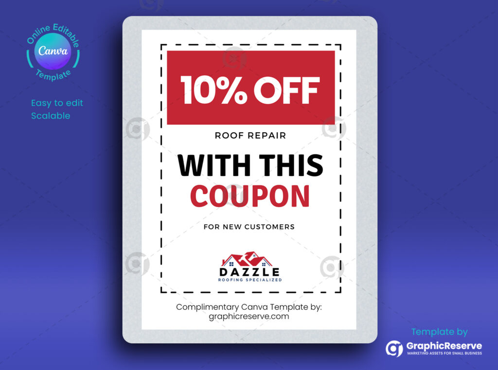 Roofing Coupon Design Canva Template - Free Download