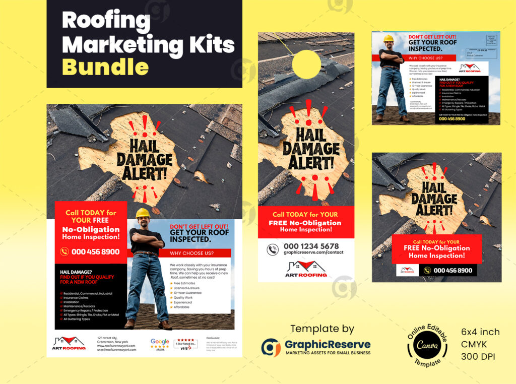 Roofing Marketing Materials Bundle (Canva Templates)