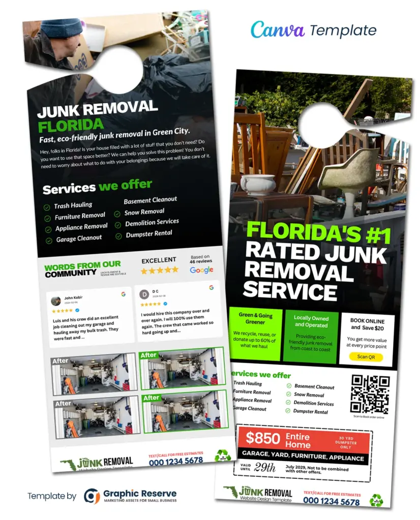 Junk Removal Door Hanger Design Canva Template
