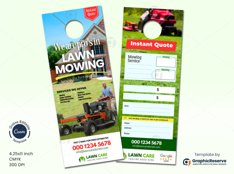 Lawn Care Instant Quote Door Hanger Design Template