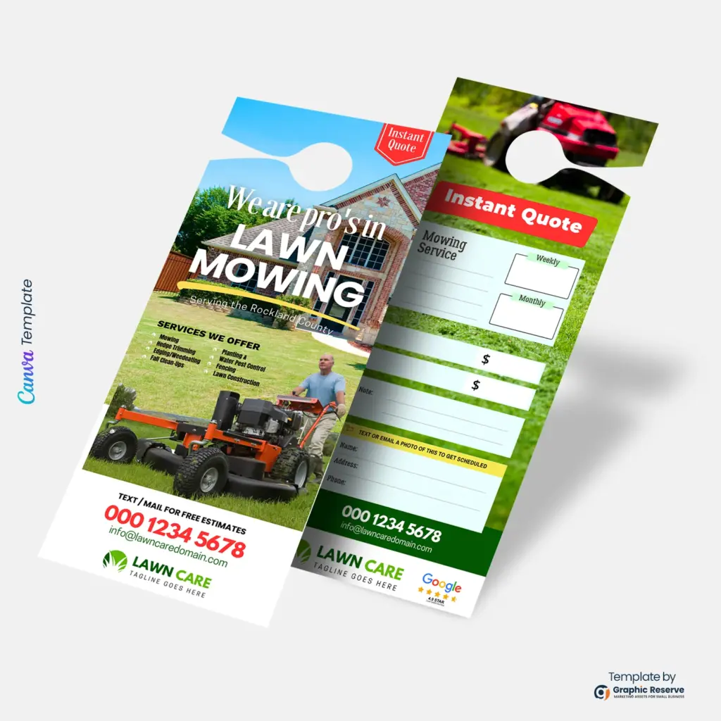 Lawn Care Instant Quote Door Hanger Design Template