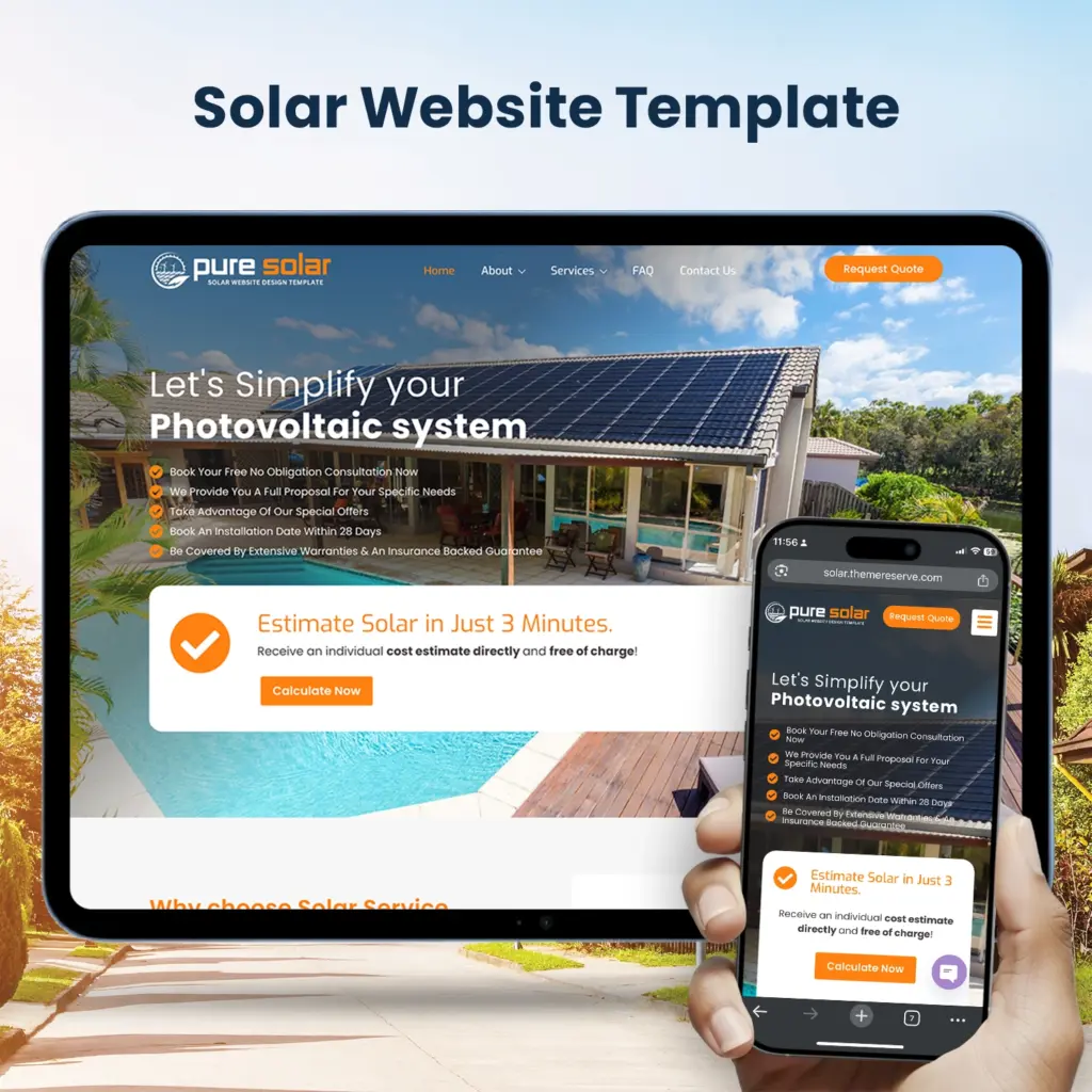 Solar Website Design Template (WordPress Elementor Theme)