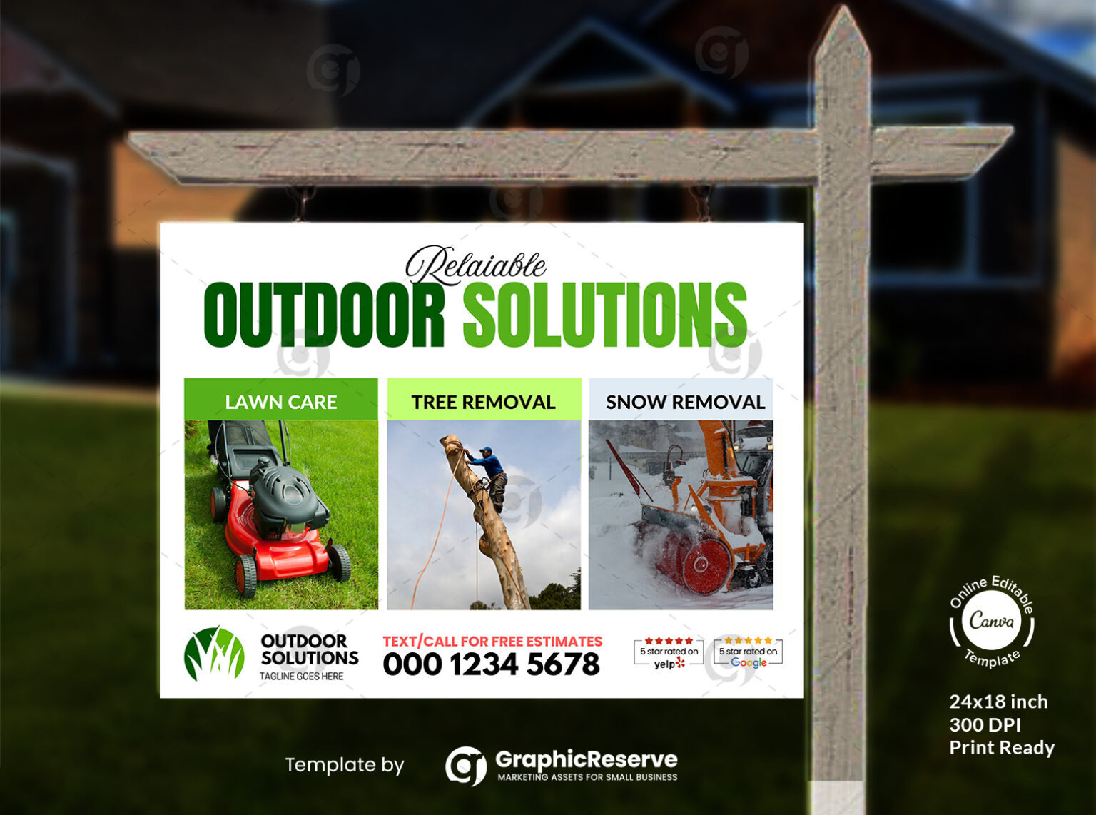 Lawn Care, Tree, & Snow Removal Yard Sign Template