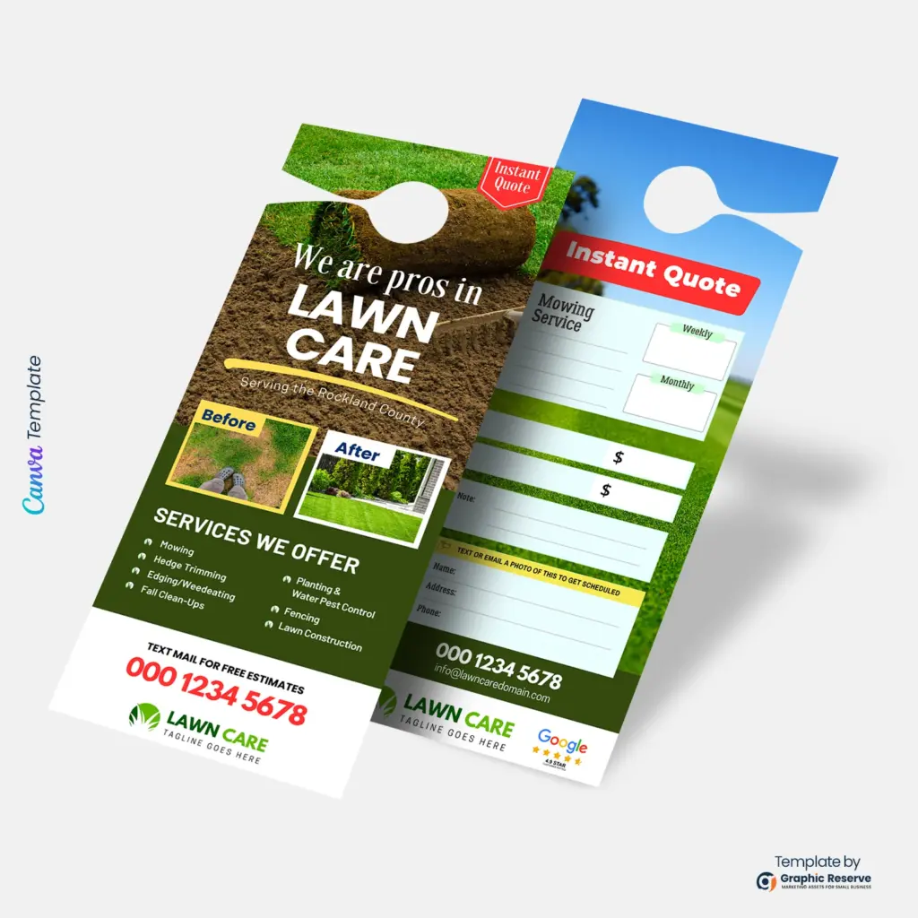 Landscaping Instant Quote Door Hanger Design Canva Template