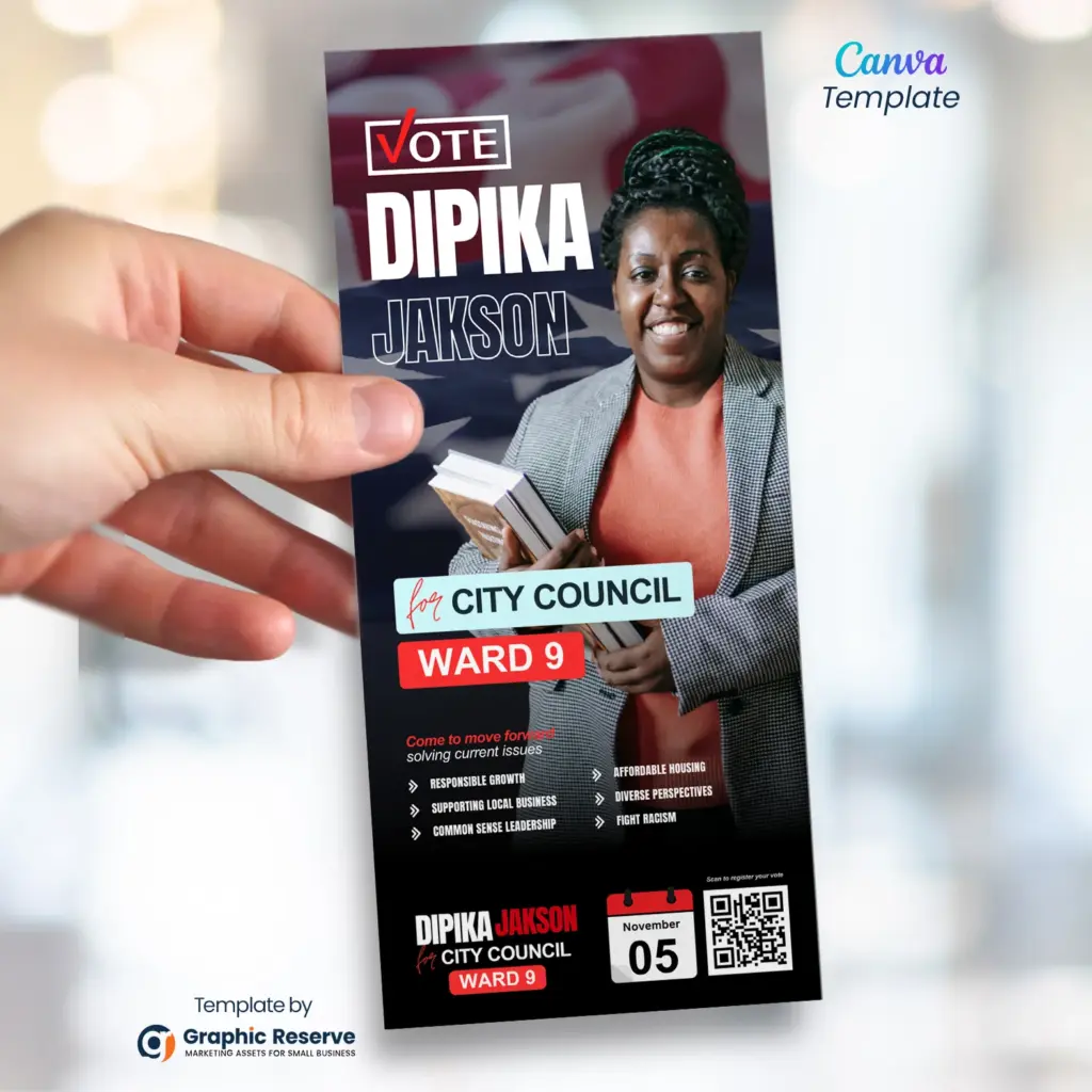 Political Candidate Rack Card Design Canva Template