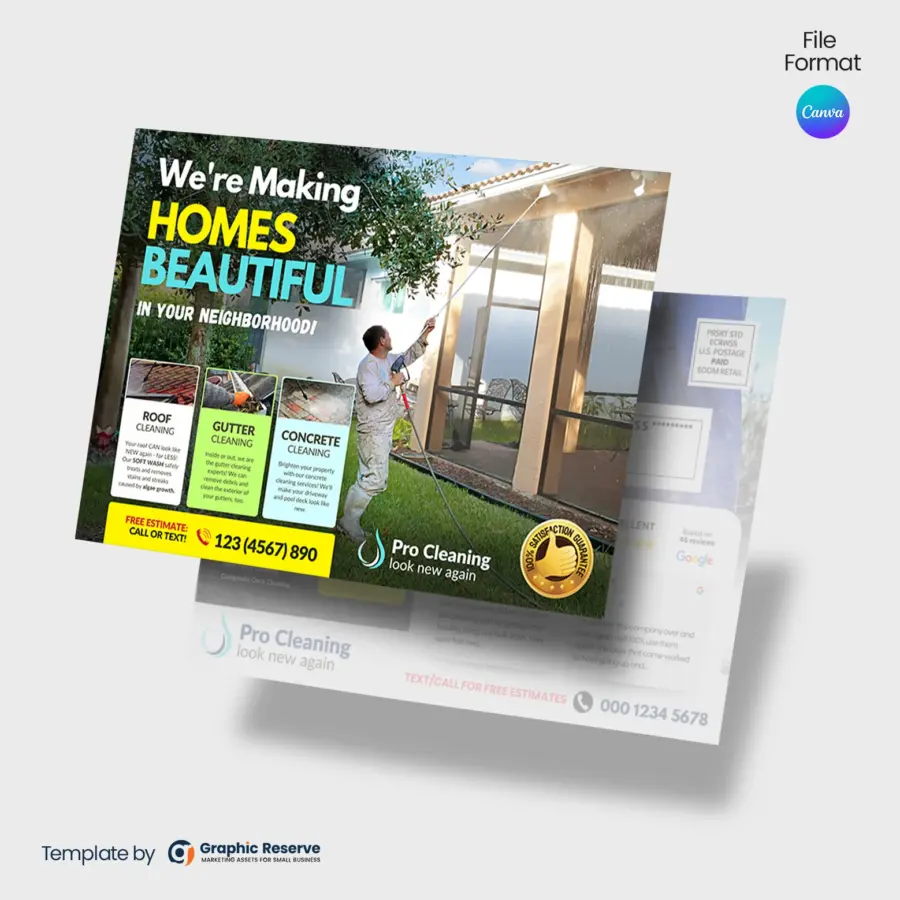 Power Washing EDDM Postcard Design CANVA Template