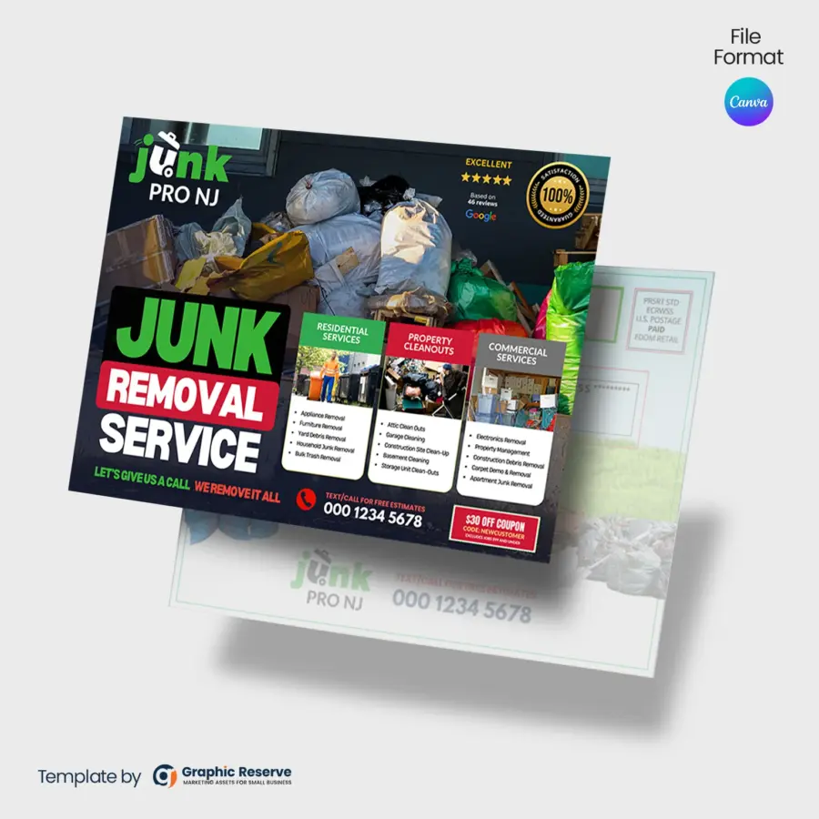Junk Removal Direct Mail Marketing Postcard Design