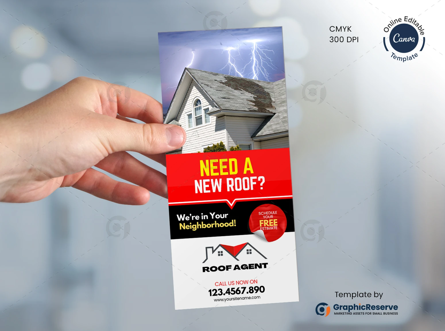 Roofing Rack Cards Canva Templates Download - Graphic Reserve