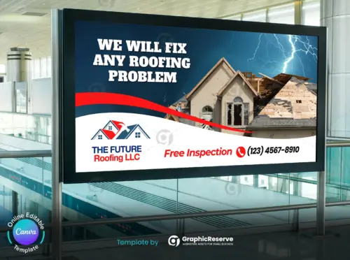Roofing Company Billboard Template – Scalable Canva Design