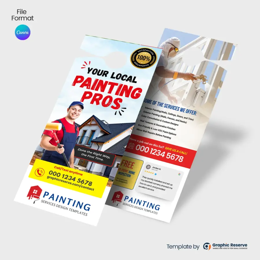 Painting Company Door Hanger Template Canva - Graphic Reserve