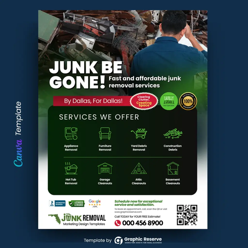 Dark Style Junk Removal Advertising Flyer Template – Canva Design ...