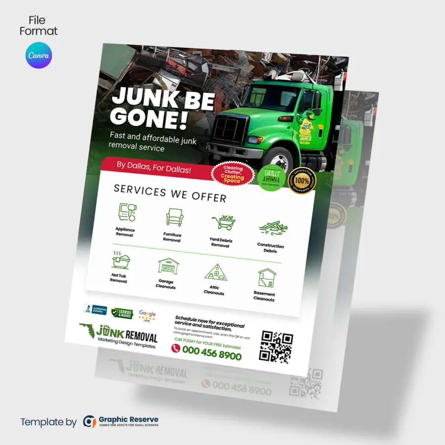 Junk Removal Flyer Template – Canva | GraphicReserve