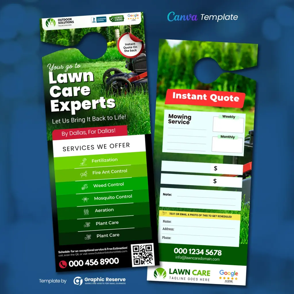 Landscaping Instant Quote Door Hanger Template – Canva Editable Design ...