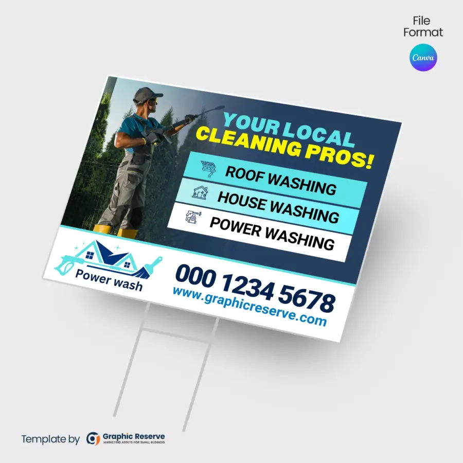 Pressure Washing Yard Sign Canva Template for Local Pros