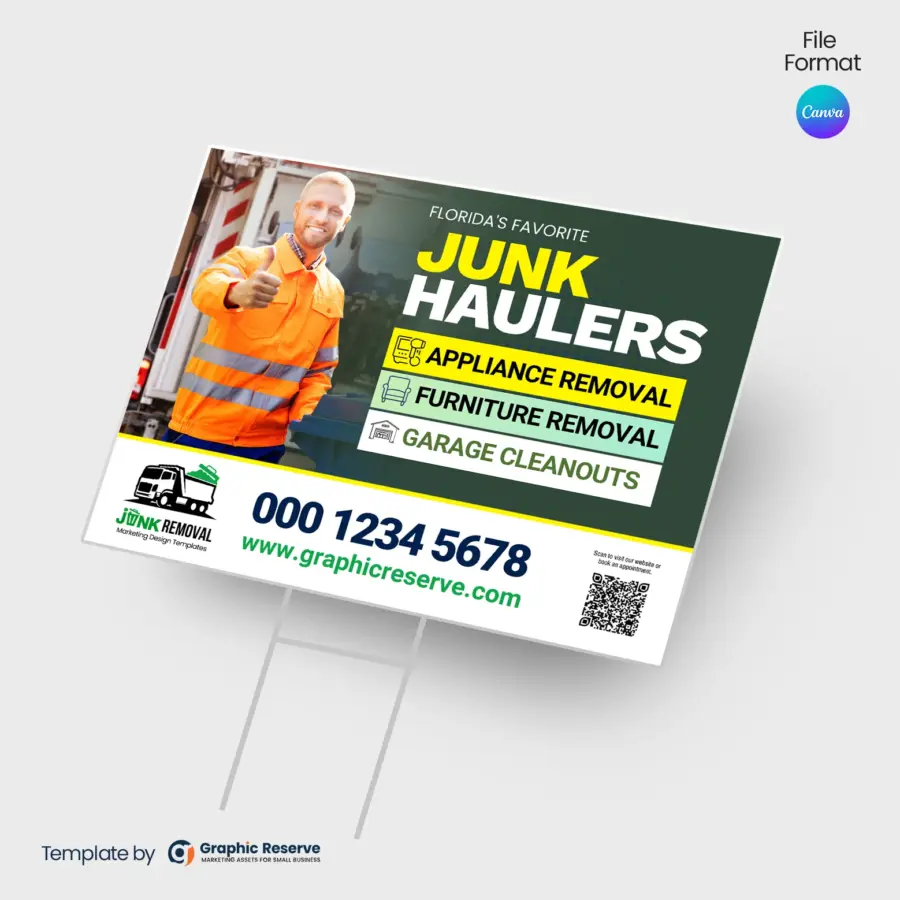 Junk Hauling Advertising Yard Sign Design Canva Template