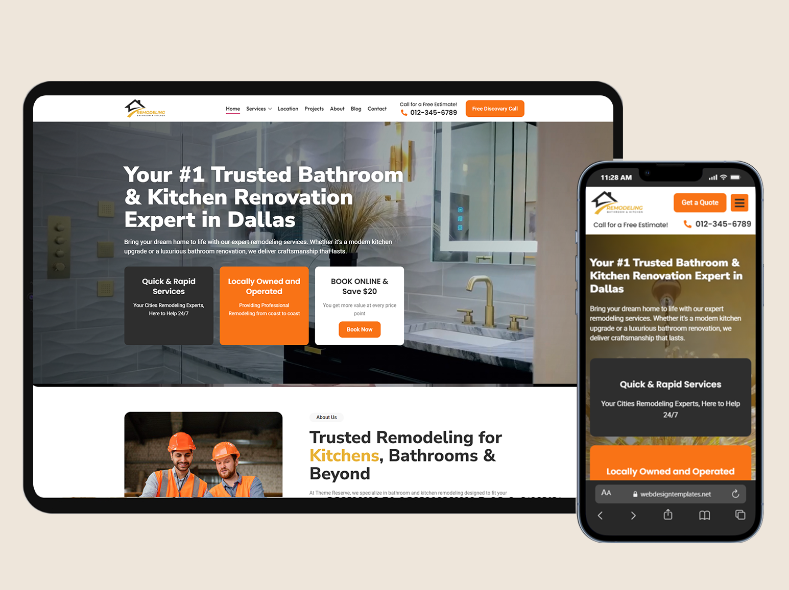 Construction & Remodeling Website Template | WordPress Kit