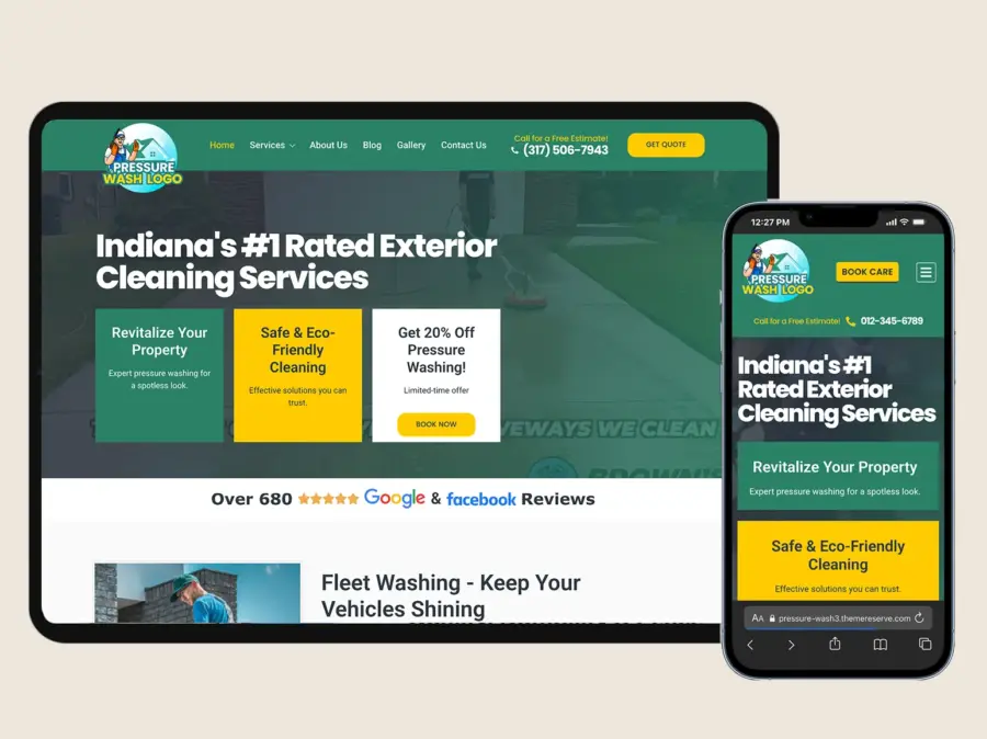 Pressure Washing Web Design Template | WP Elementor Kit