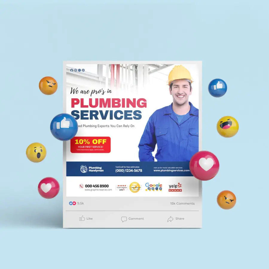 Plumbing Contractor Social Media Template | Canva Branding & Marketing ...