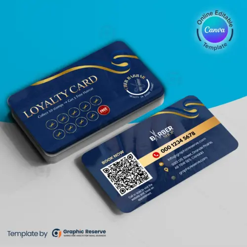 Salon, Spa & Barber Customer Loyalty Card Canva Marketing Template