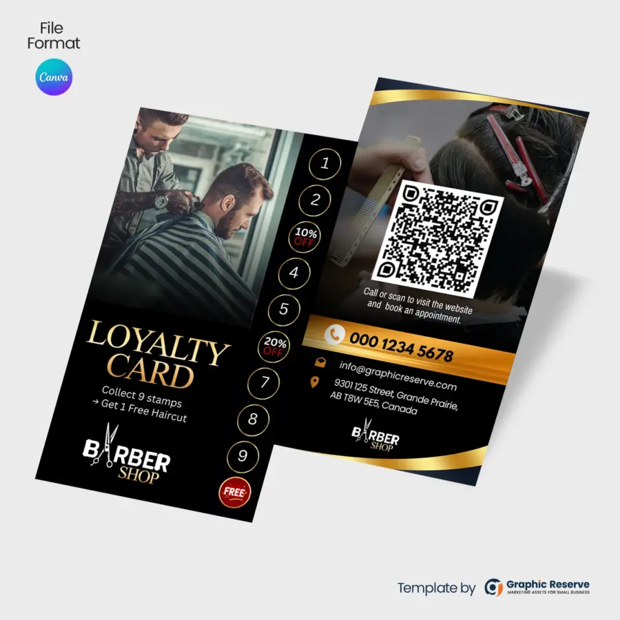 Editable Salon, Spa & Barber Loyalty Card Canva Template for Business ...