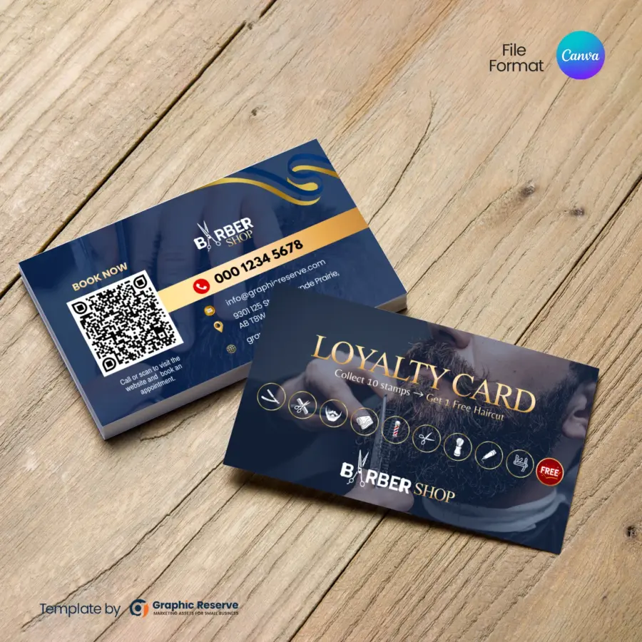 Salon, Spa & Barber Customer Loyalty Card Canva Marketing Template