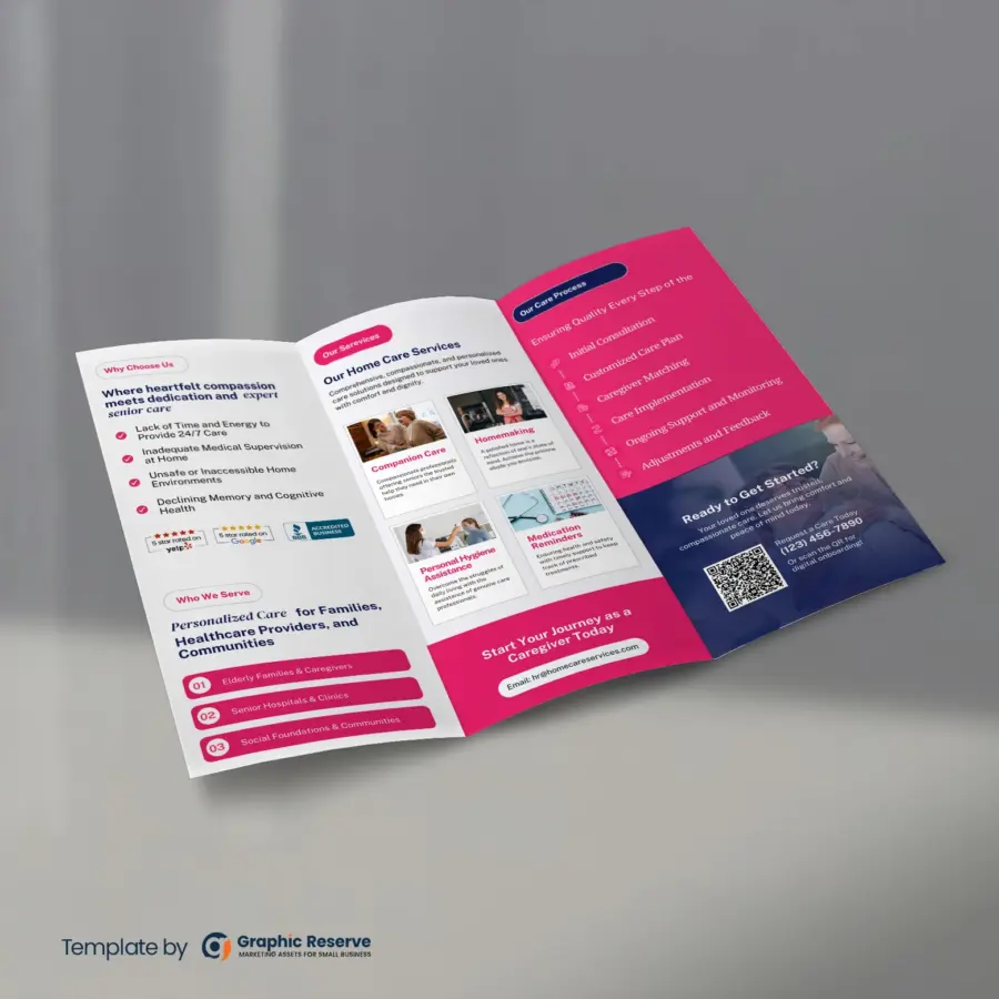 Home Healthcare Tri-Fold Brochure Canva Design for Caregivers