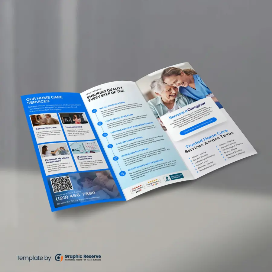 Printable Home Care Tri-Fold Brochure Canva Template