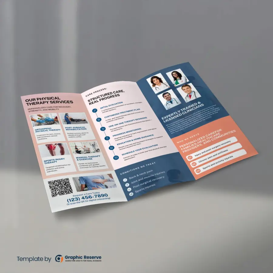 Canva Physiotherapy Branding Trifold Brochure Design Templates