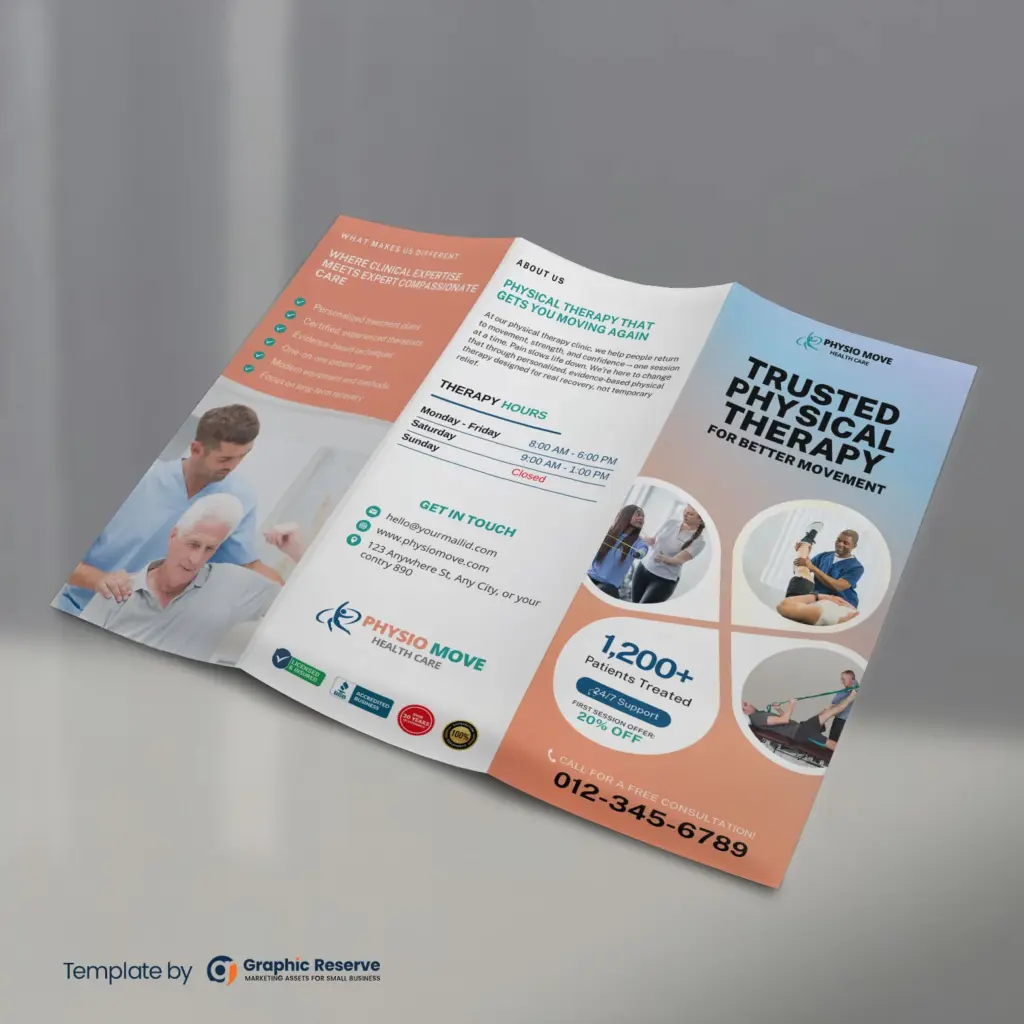 Canva Physiotherapy Branding Trifold Brochure Design Templates