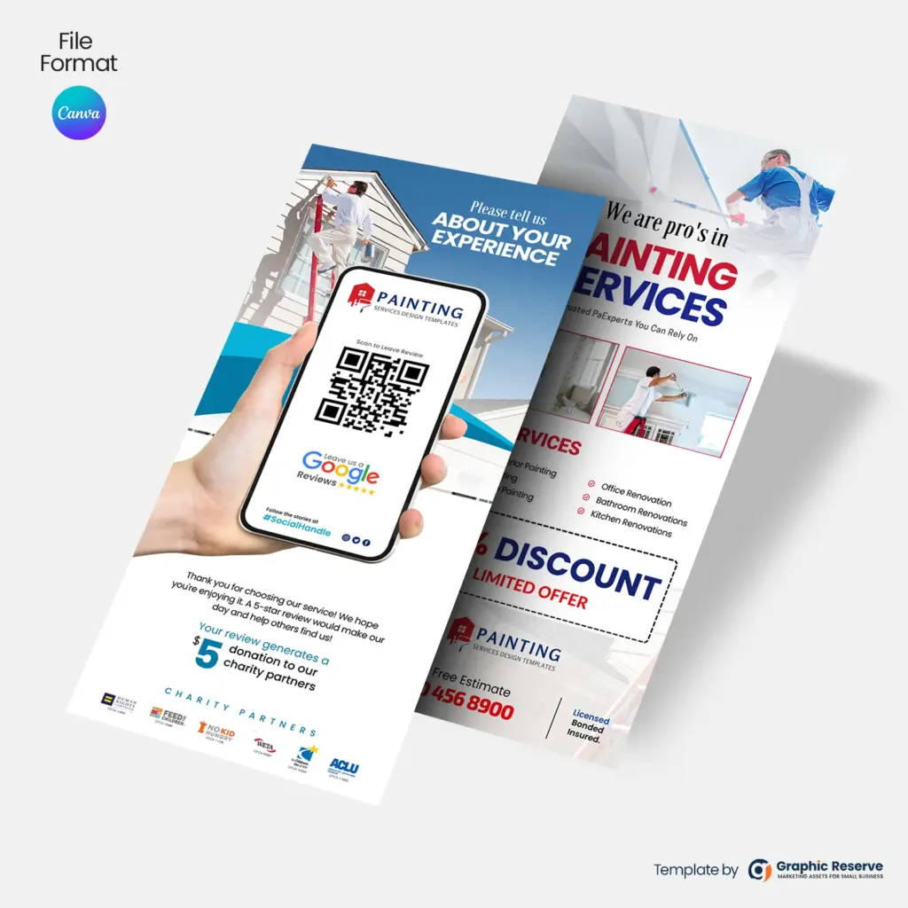 Painting Service Review Request Card Canva Template for Contractors