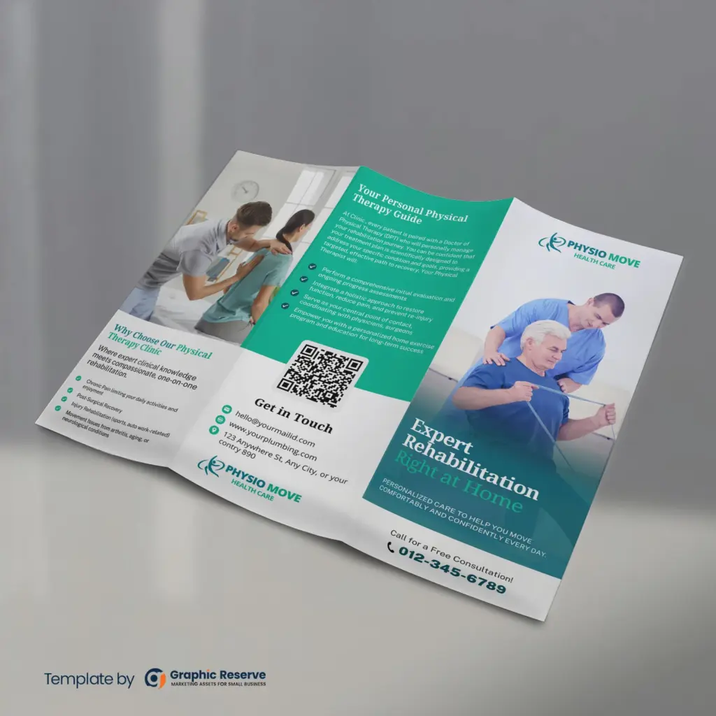 Physiotherapy Brochure Canva Template for Clinic Advertising